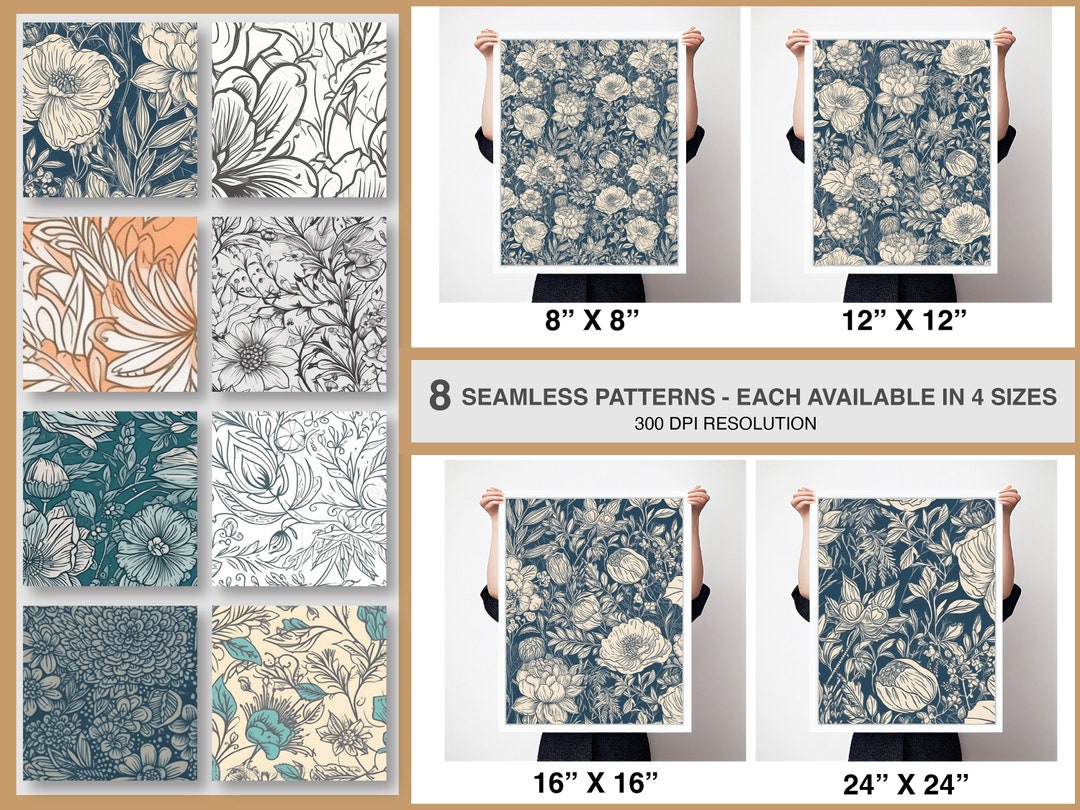 Floral Seamless Pattern Digital Paper Commercial Use Digital Patterns ...