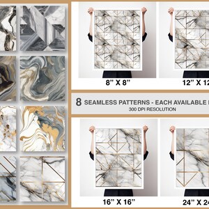 Marble Seamless Pattern Digital Paper: White, Grey, Gold (digital ...