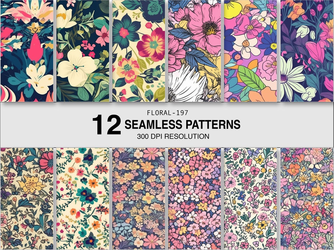 Florals Seamless Patterns for Print on Demand Commercial Use Digital ...