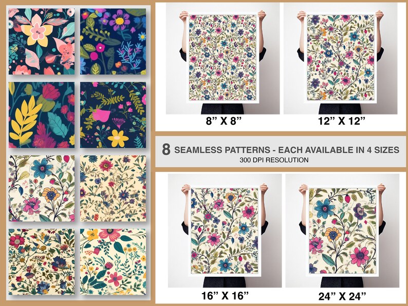 Floral Seamless Pattern Digital Paper Commercial Use Digital Patterns ...