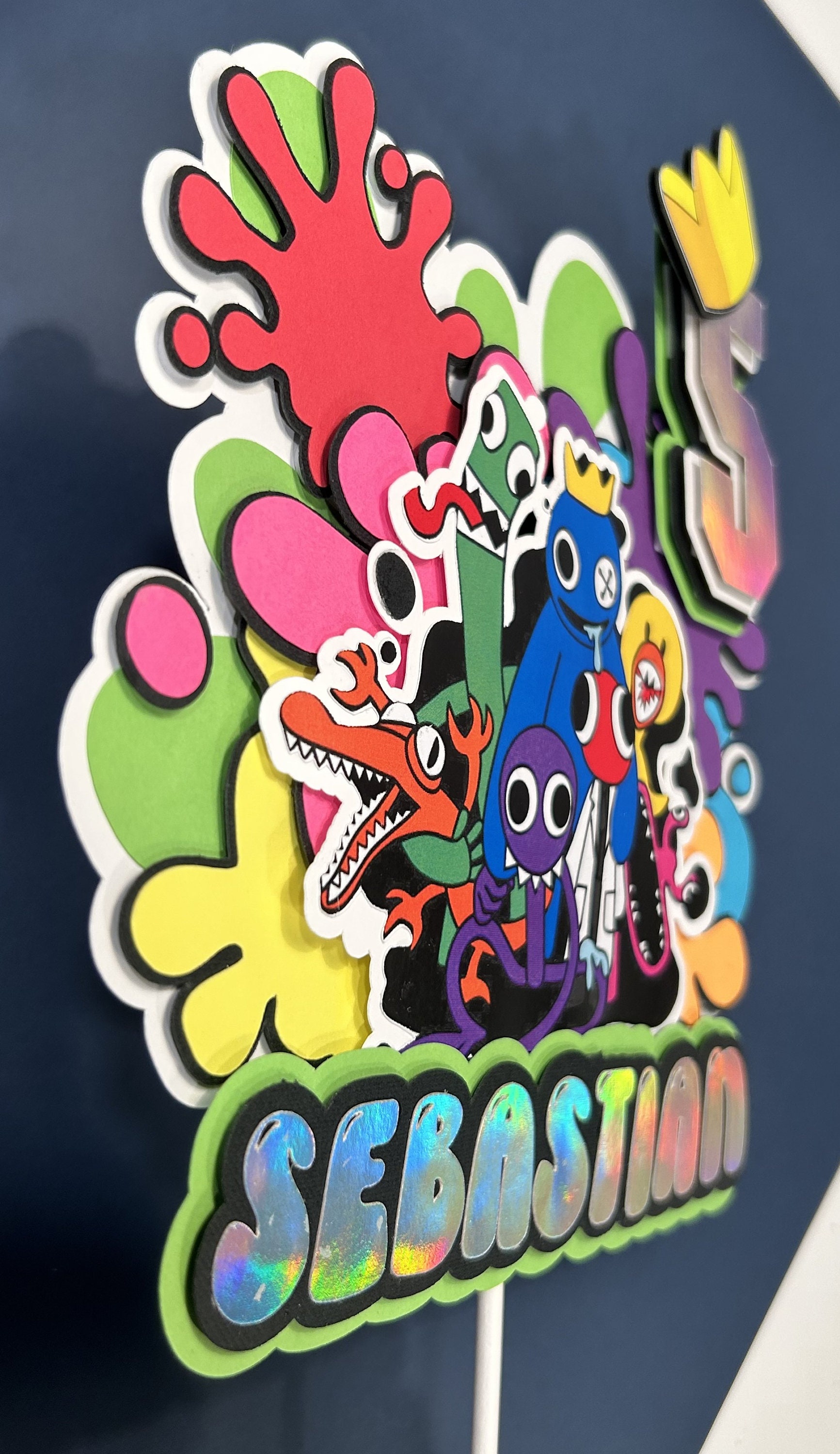 Rainbow Friends Inspired Cake Topper, Rainbow Friends Birthday, Gaming ...