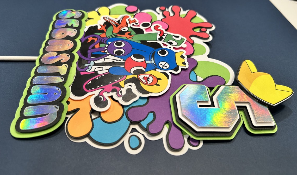 Rainbow Friends Inspired Cake Topper, Rainbow Friends Birthday, Gaming ...