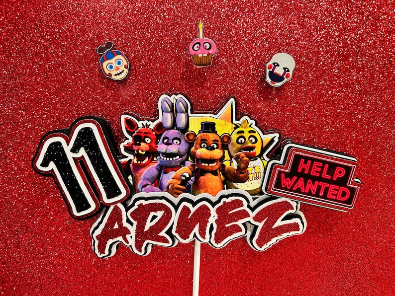 Five Nights at Freddys Cake Topper, 5 Nights at Freddy's, Birthday Cake ...