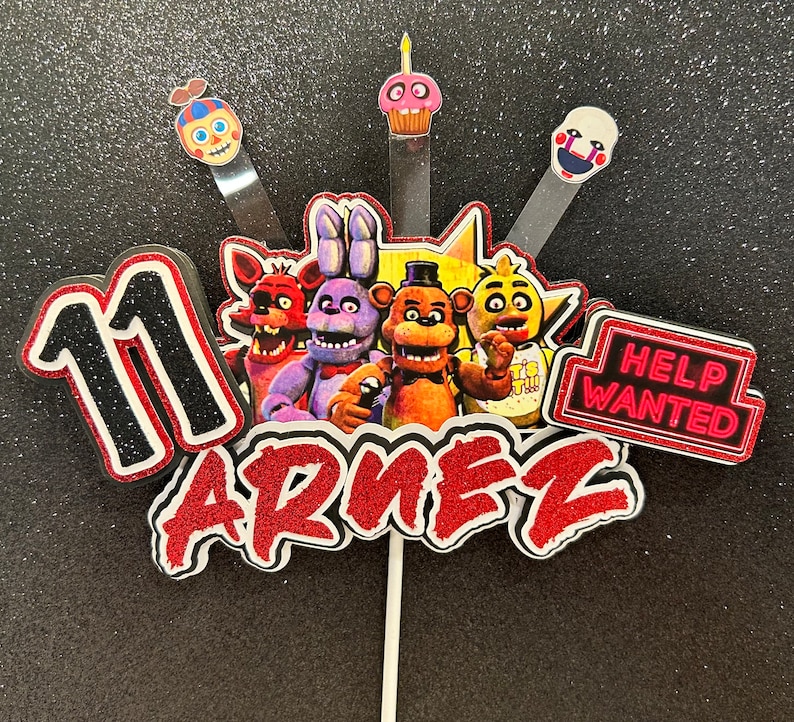 Five Nights at Freddys Cake Topper, 5 Nights at Freddy's, Birthday Cake ...