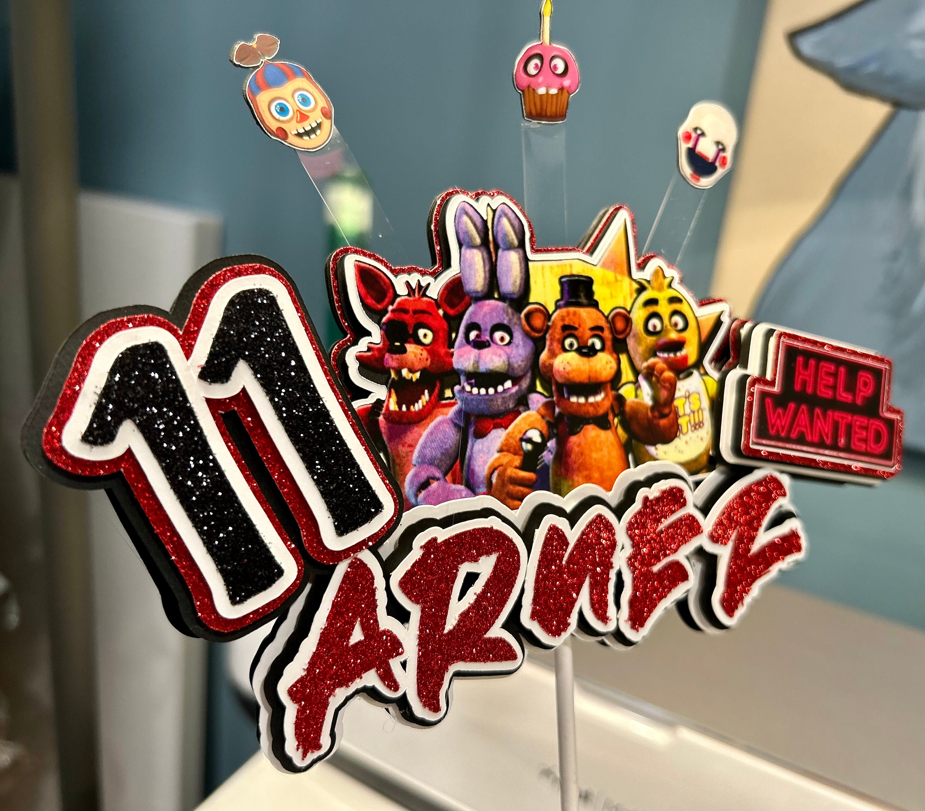 Five Nights at Freddys Cake Topper, 5 Nights at Freddy's, Birthday Cake ...