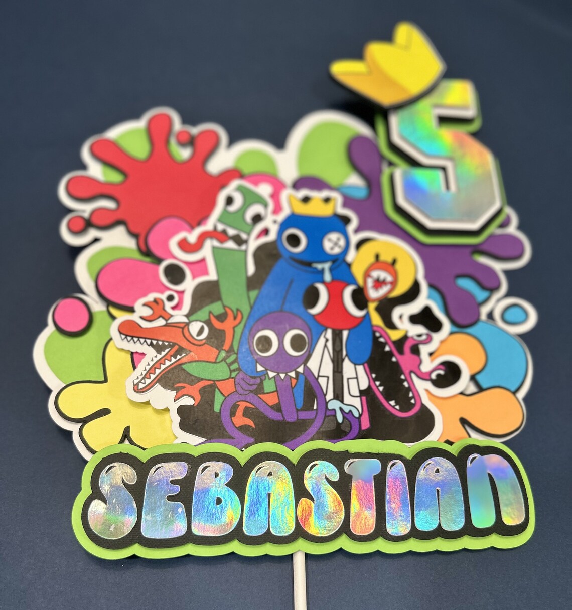 Rainbow Friends Inspired Cake Topper, Rainbow Friends Birthday, Gaming ...