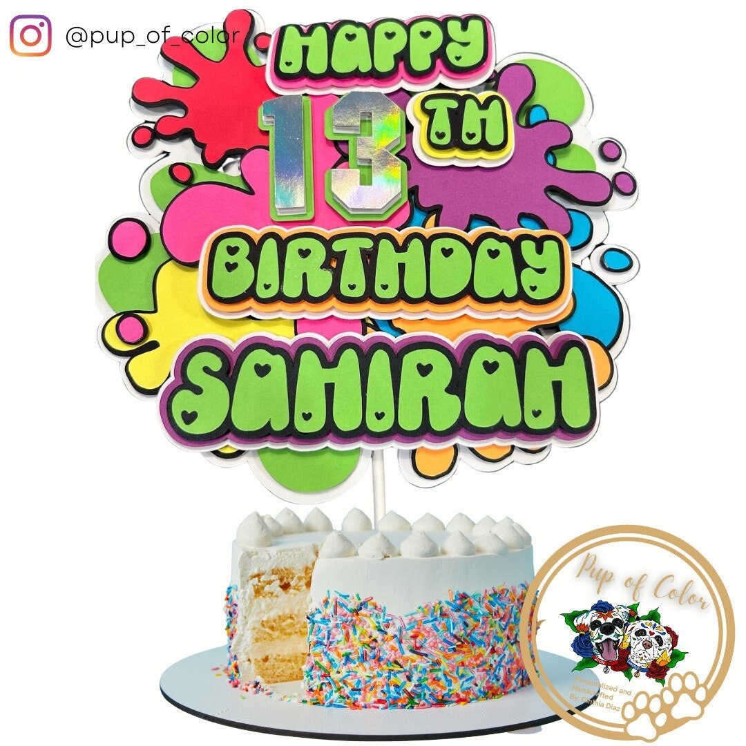 Paint Splatter Cake Topper, Splat Paint, Birthday Cake Topper, Paint ...