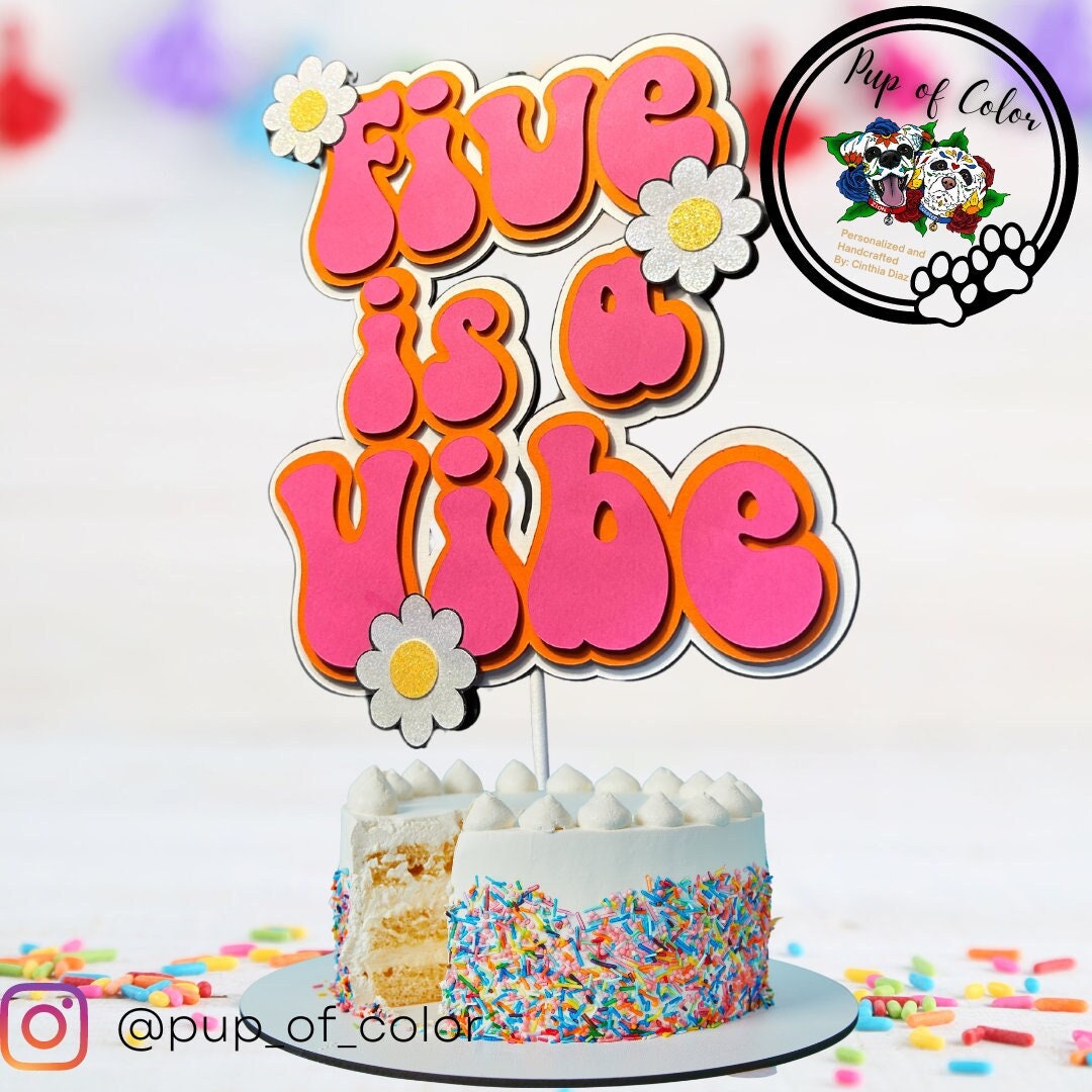 Five or Nine is a Vibe Cake Topper, Birthday Vibe, 5th Birthday, Kids ...