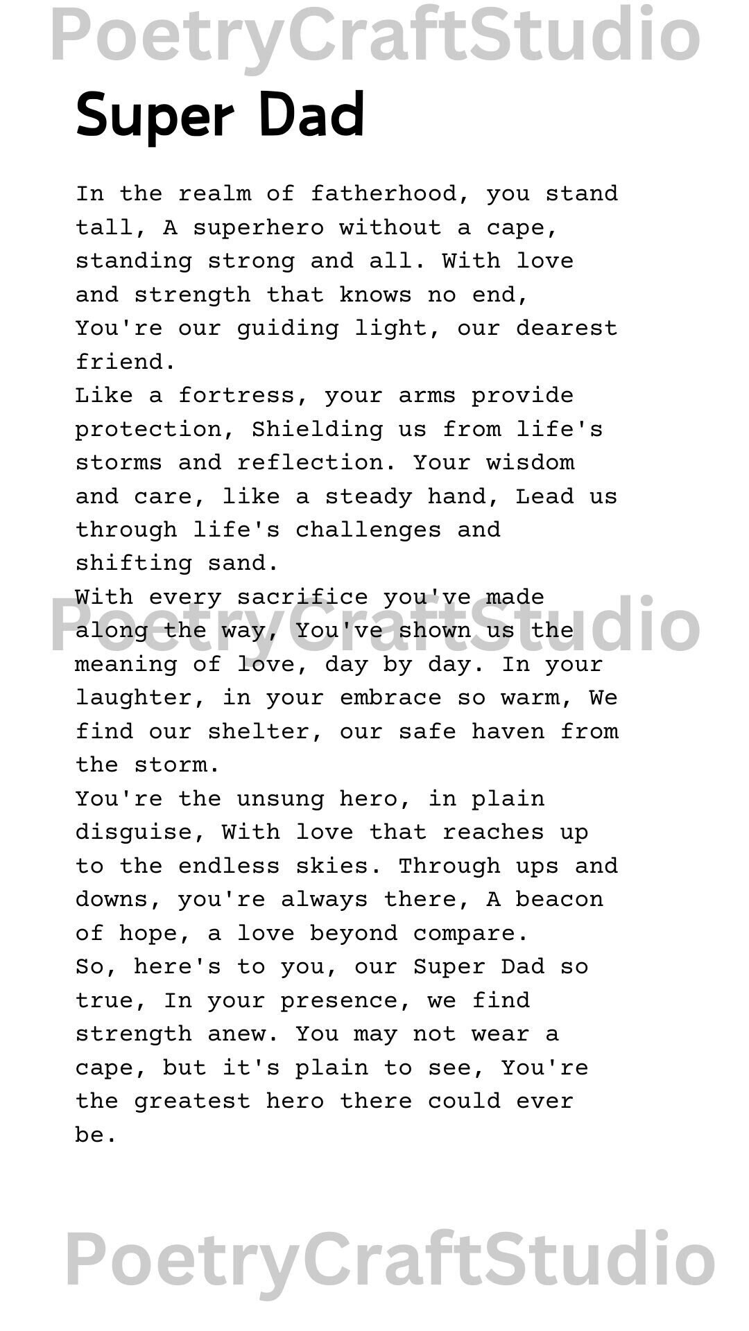 Super Dad Poem Print, Father's Day Gift, Gift for Dad, Father of the ...