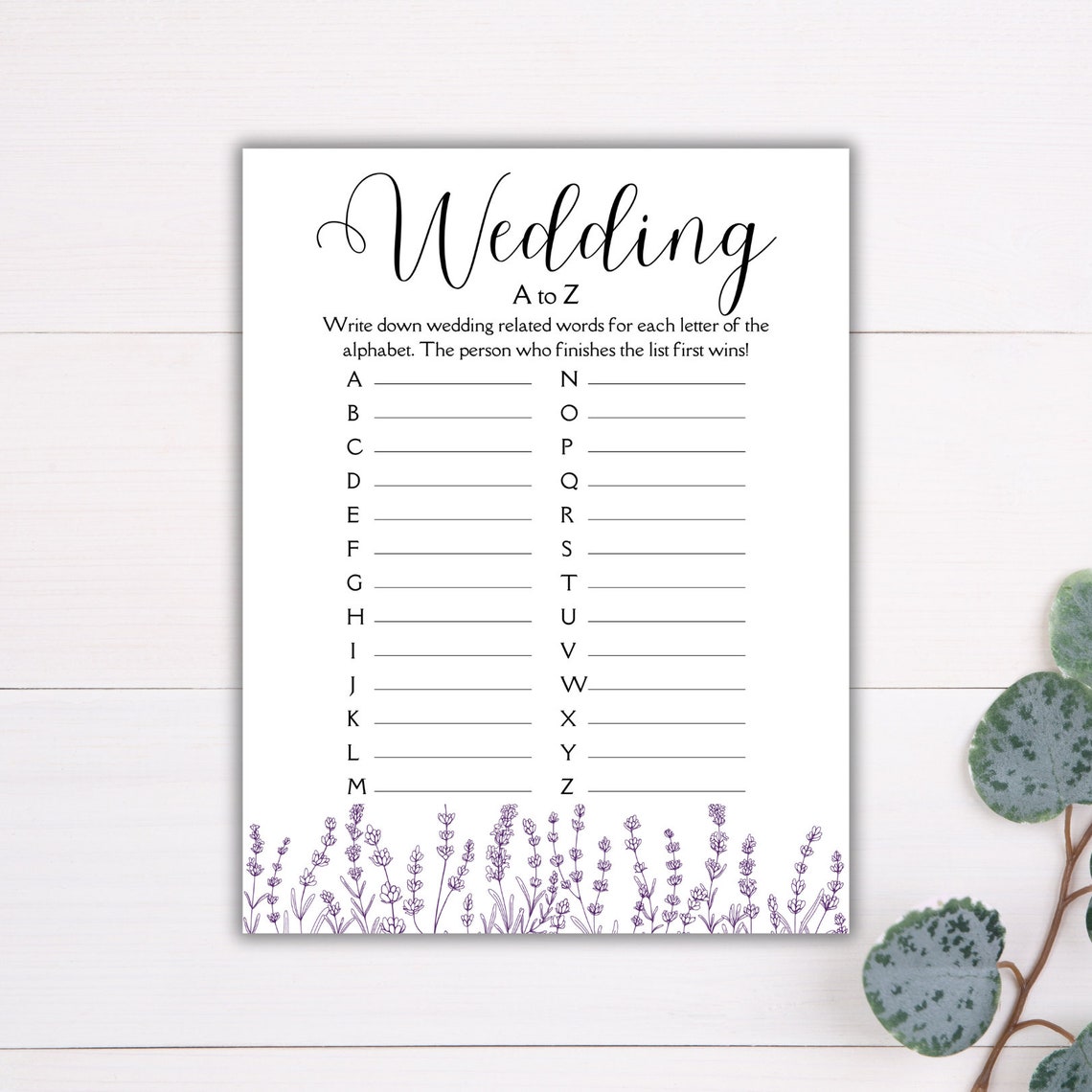 Purple Wildflower Bridal Shower Games | 8 Printable Activities (digital ...