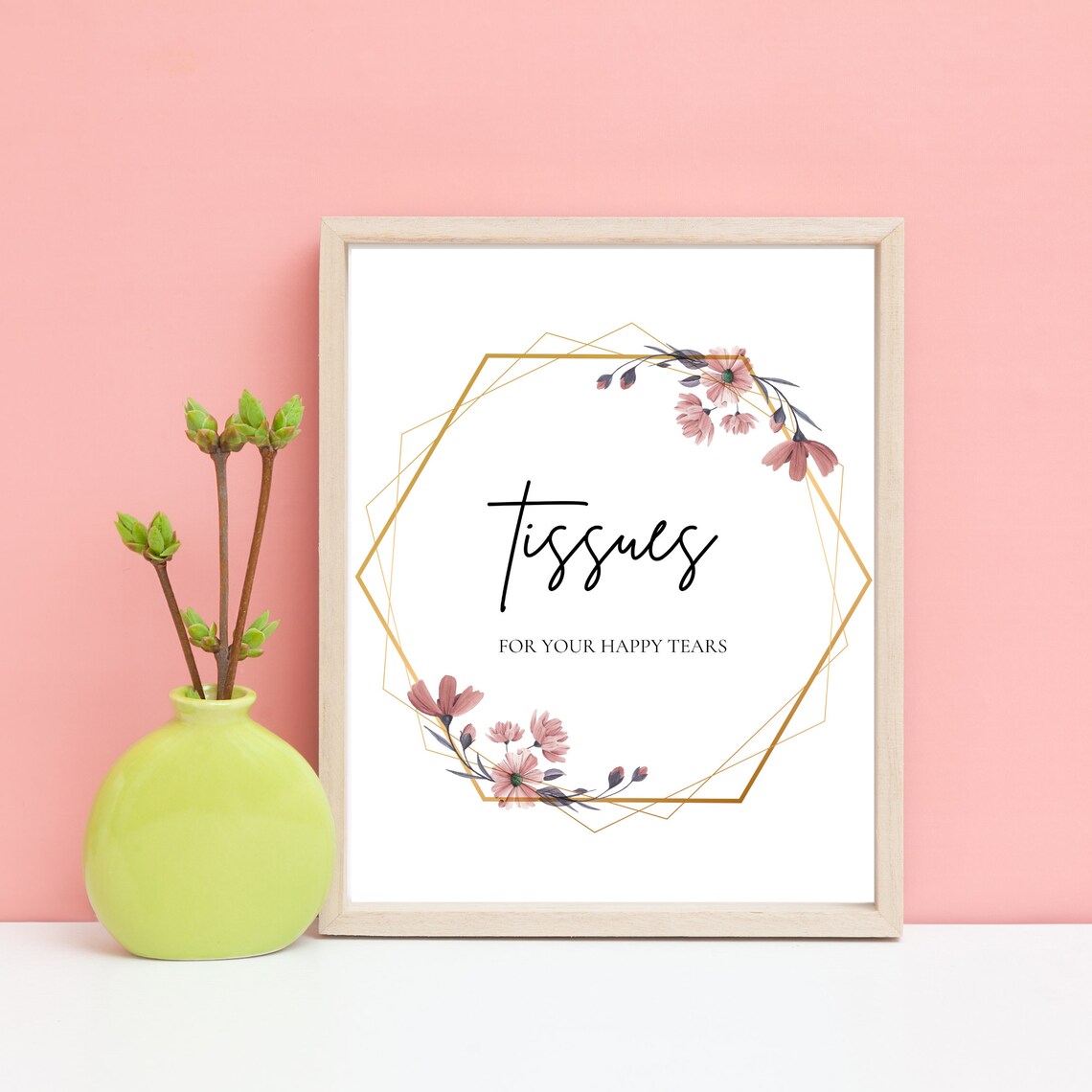 Tissues Wedding Sign / Dusty Pink Floral Wedding Sign / 8x10 Inch Sign ...