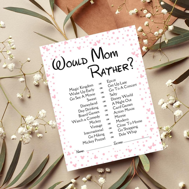 Pink Mickey & Minnie Baby Shower Games | 20 Disney Inspired Printable ...