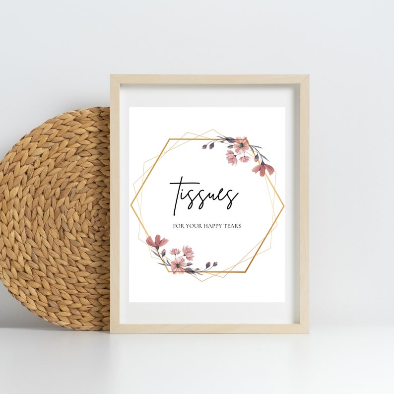 Tissues Wedding Sign / Dusty Pink Floral Wedding Sign / 8x10 Inch Sign ...