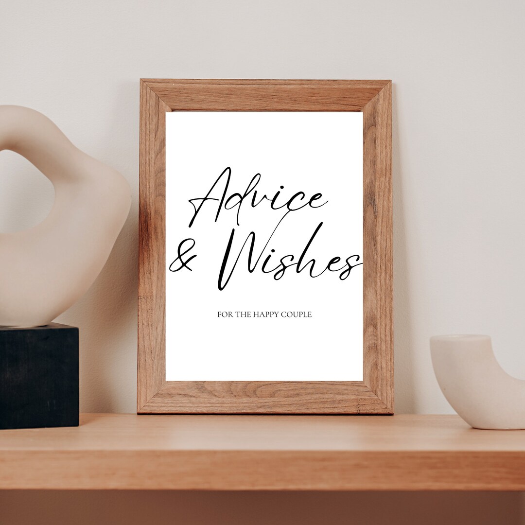Elegant Minimalist Wedding Advice Sign With Cards | 8x10 & 3.5x5 ...