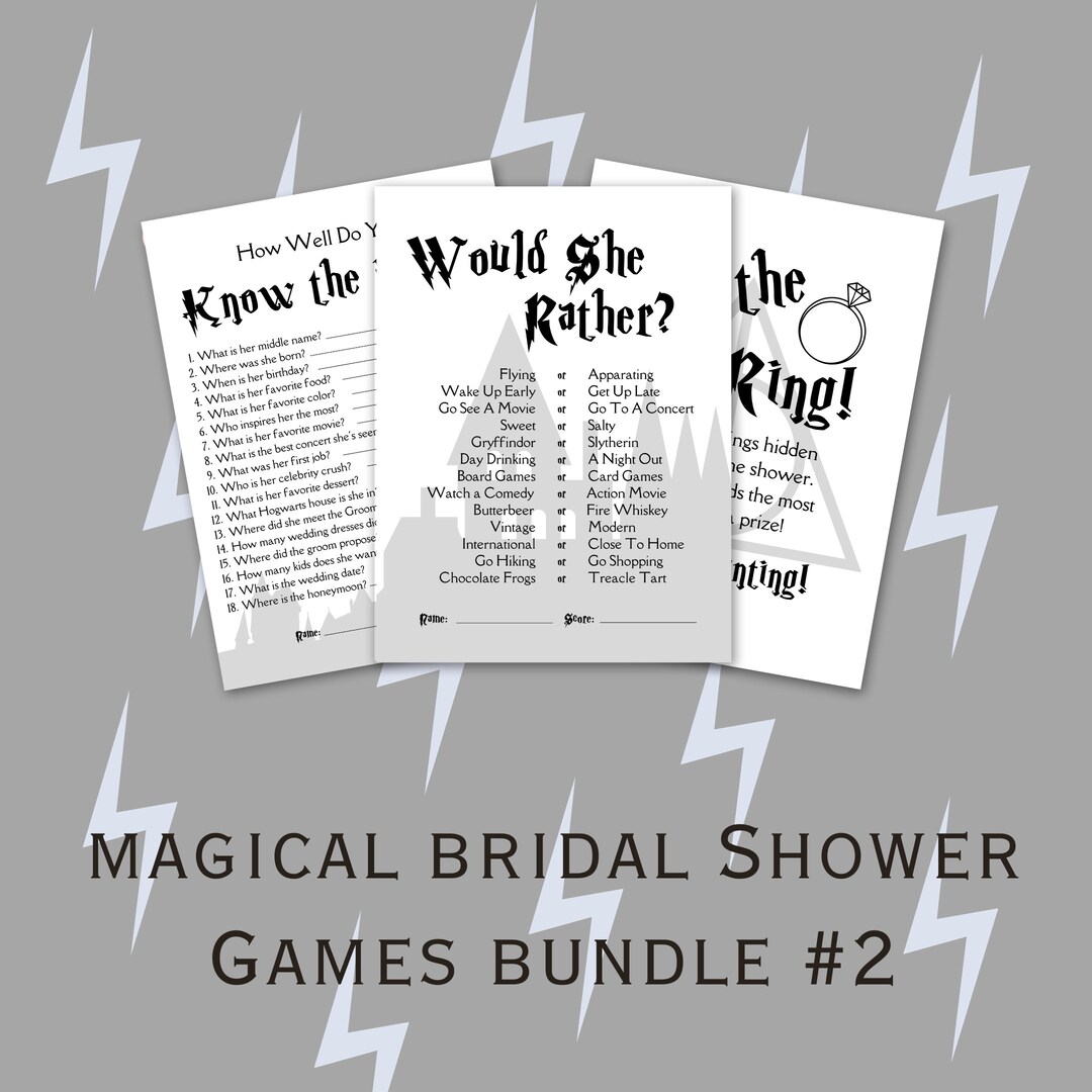 Enchanting Wizard & Witch Bridal Shower Games Bundle | 3 Magical ...