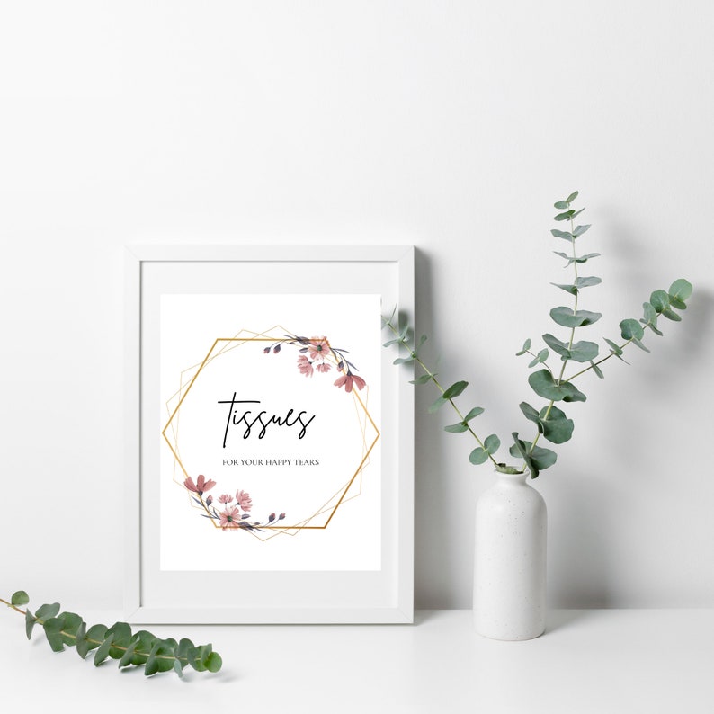 Tissues Wedding Sign / Dusty Pink Floral Wedding Sign / 8x10 Inch Sign ...