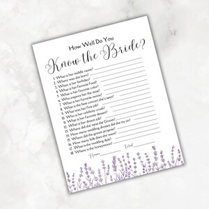 Purple Wildflower Bridal Shower Games | 8 Printable Activities (digital ...