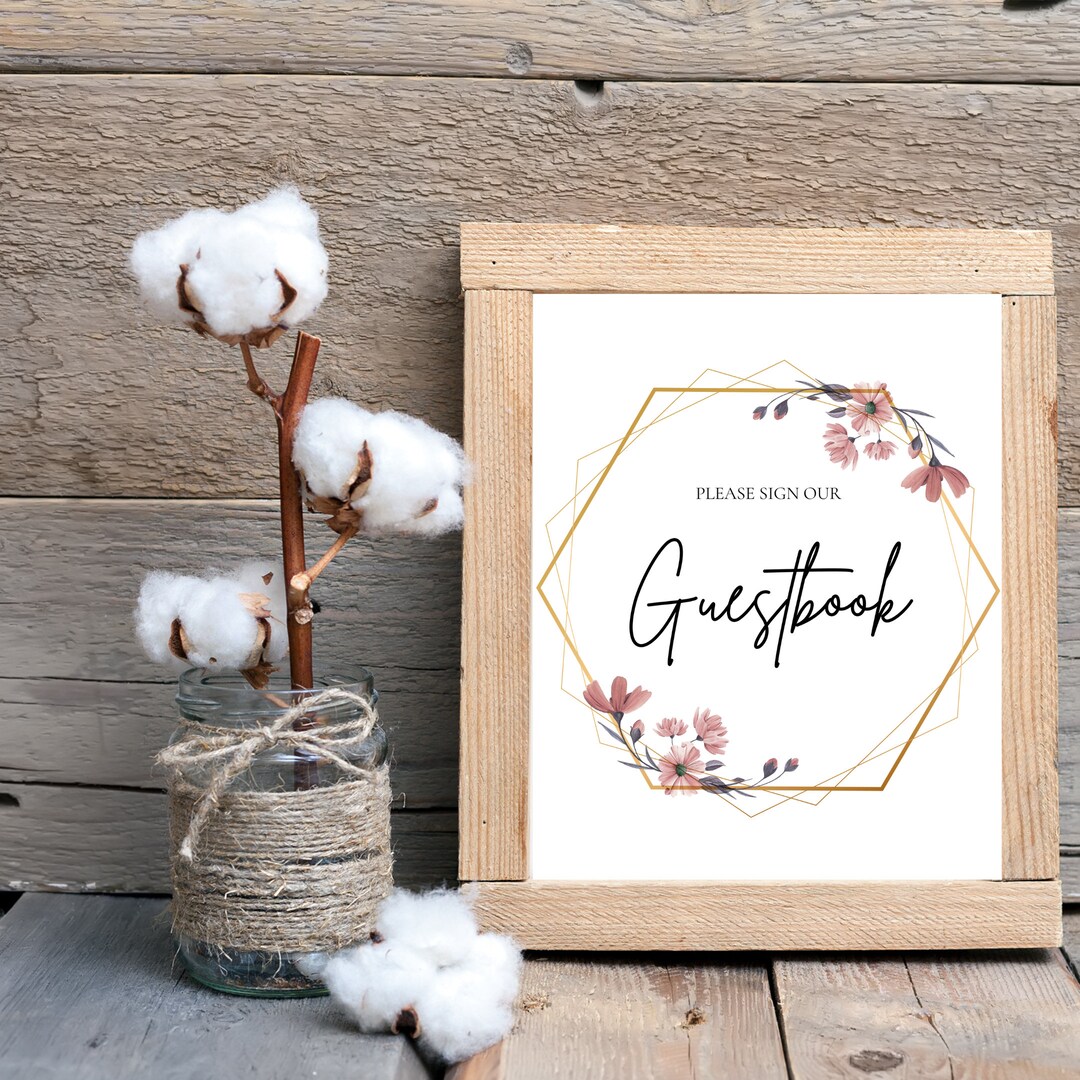 Please Sign Our Guestbook Wedding Sign / Dusty Pink Floral Wedding Sign ...