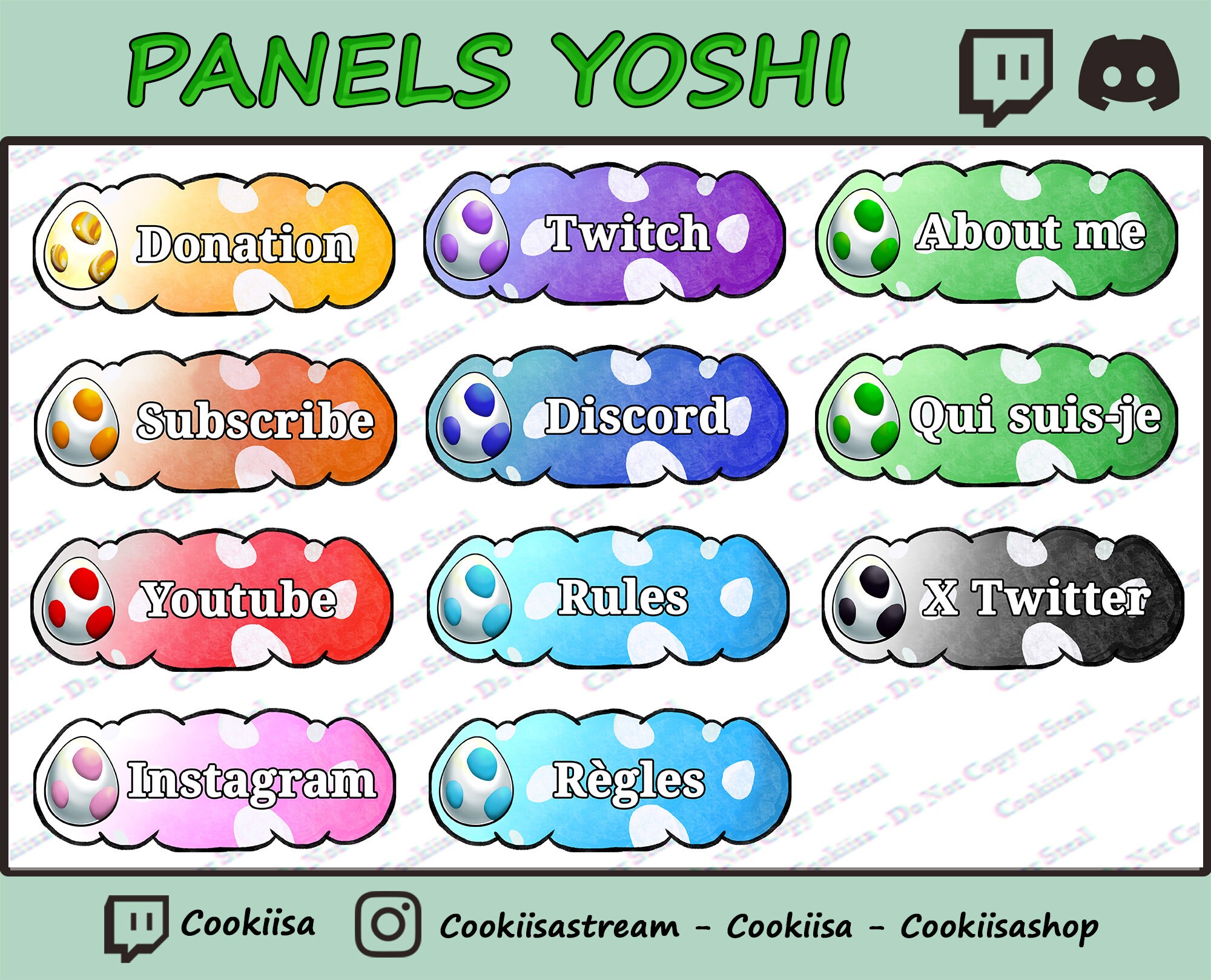PANEL Twitch/discord YOSHI - Etsy