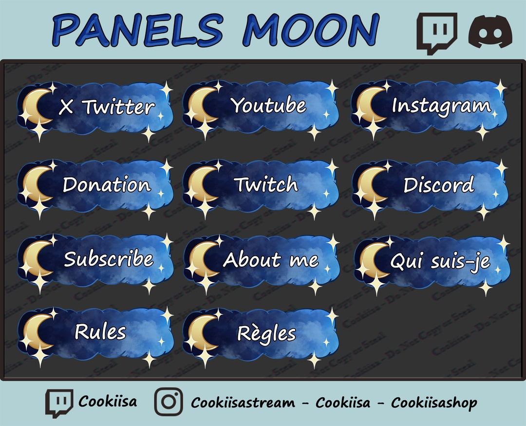 PANEL Twitch/discord - MOON - Etsy