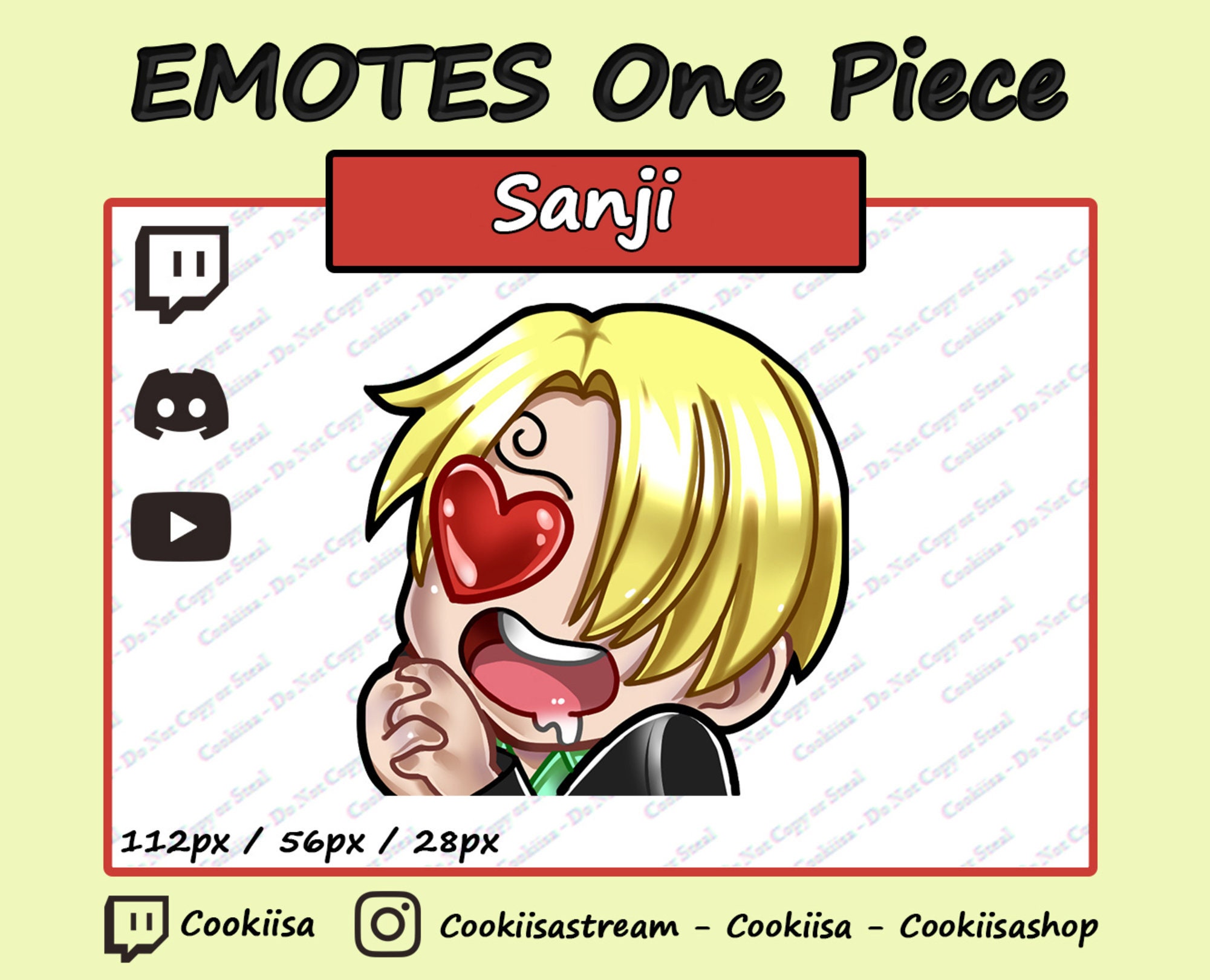 EMOTE OP MUGIWARA Twitch/discord Sanji Love - Etsy