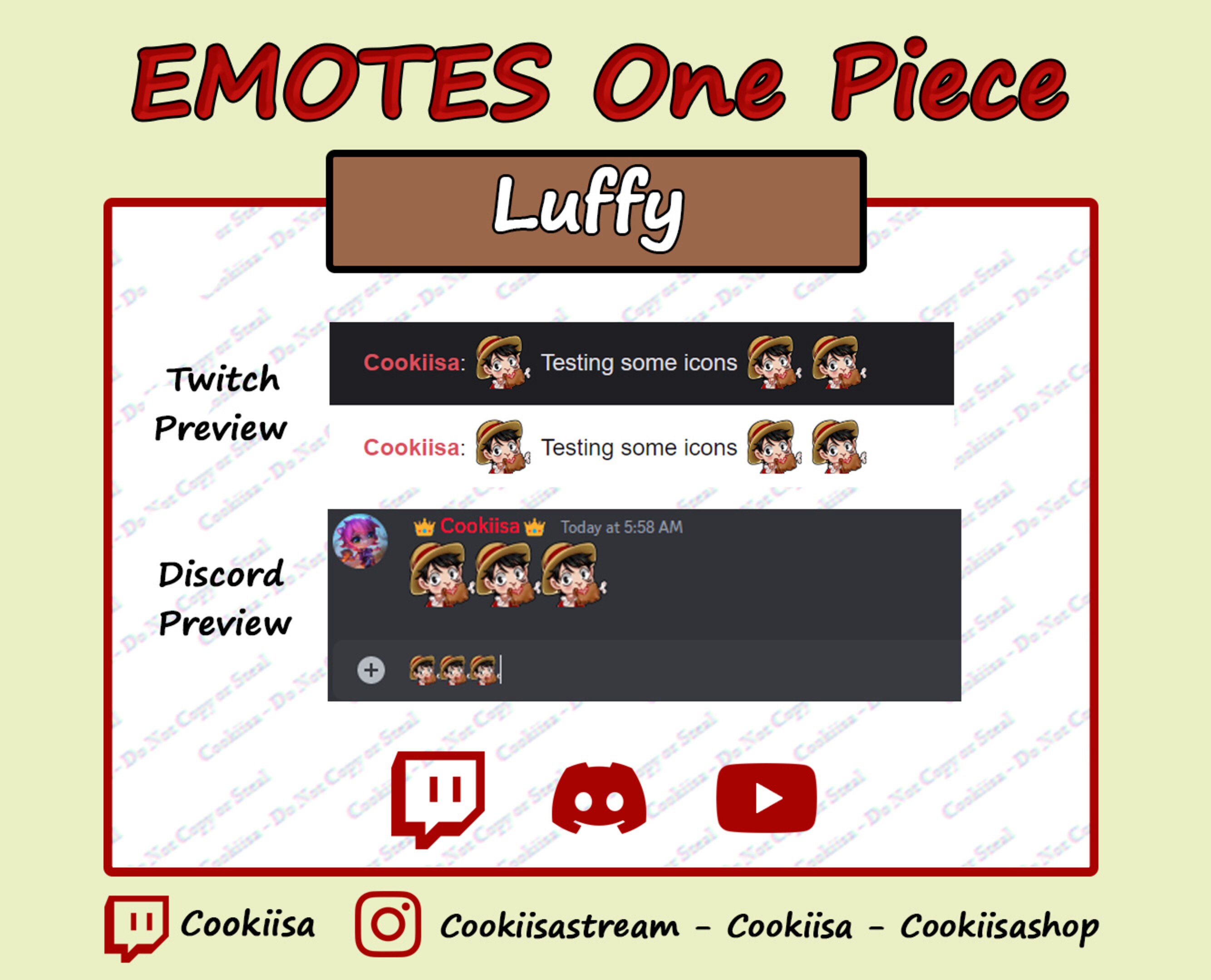 EMOTE OP MUGIWARA Twitch/discord Luffy Name - Etsy