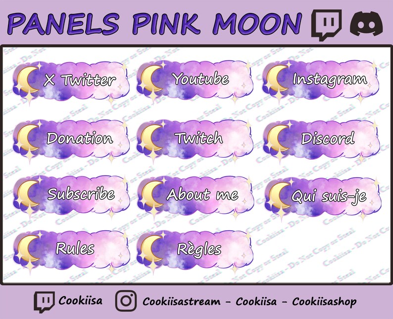 PANEL Twitch/discord - PINK MOON - Etsy