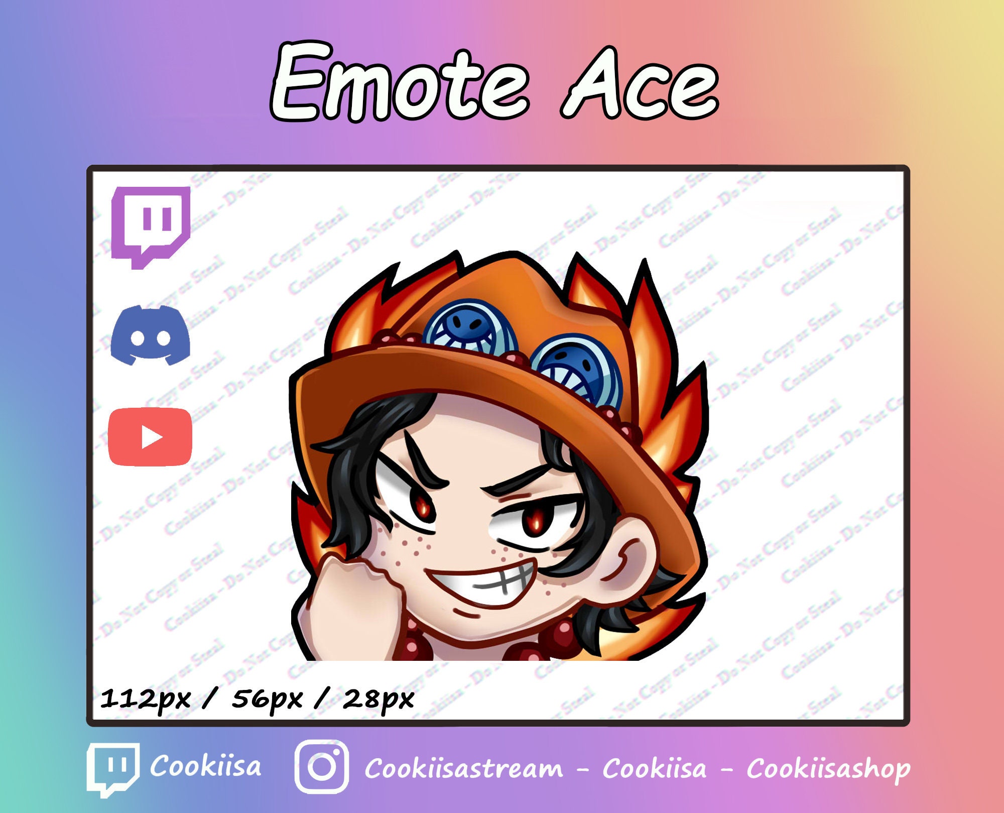 EMOTE OP MUGIWARA Twitch/discord Ace Fire - Etsy