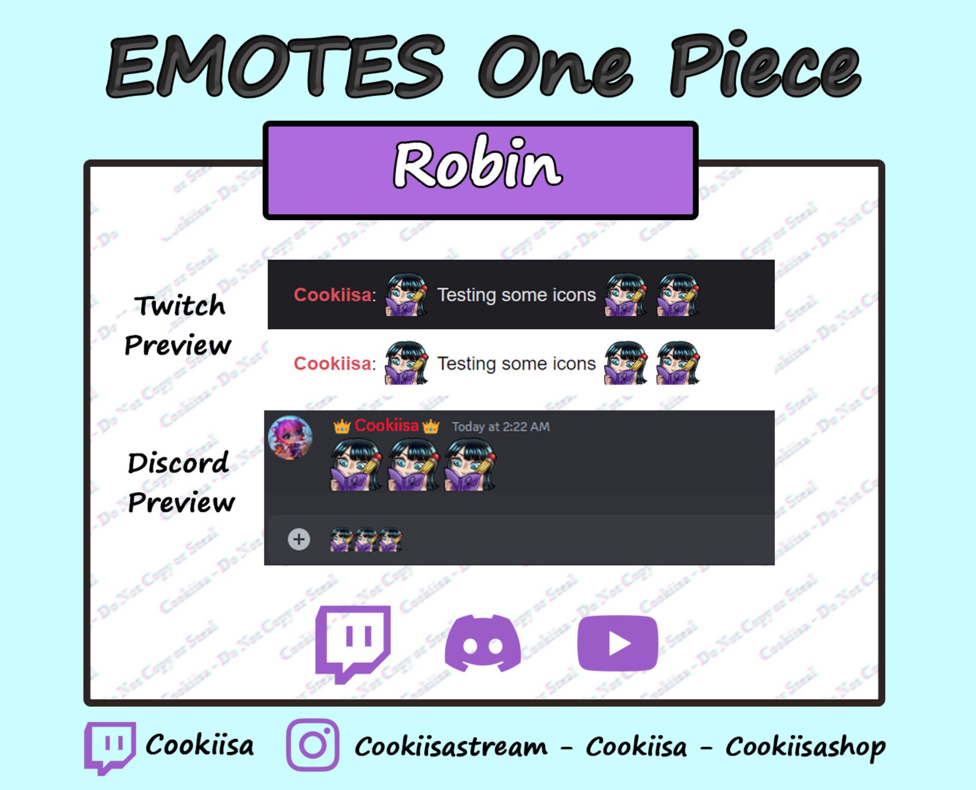 EMOTE OP MUGIWARA Twitch/discord Robin Notes - Etsy