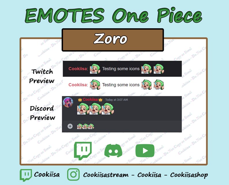 EMOTE OP MUGIWARA Twitch/discord Zoro Sleep - Etsy