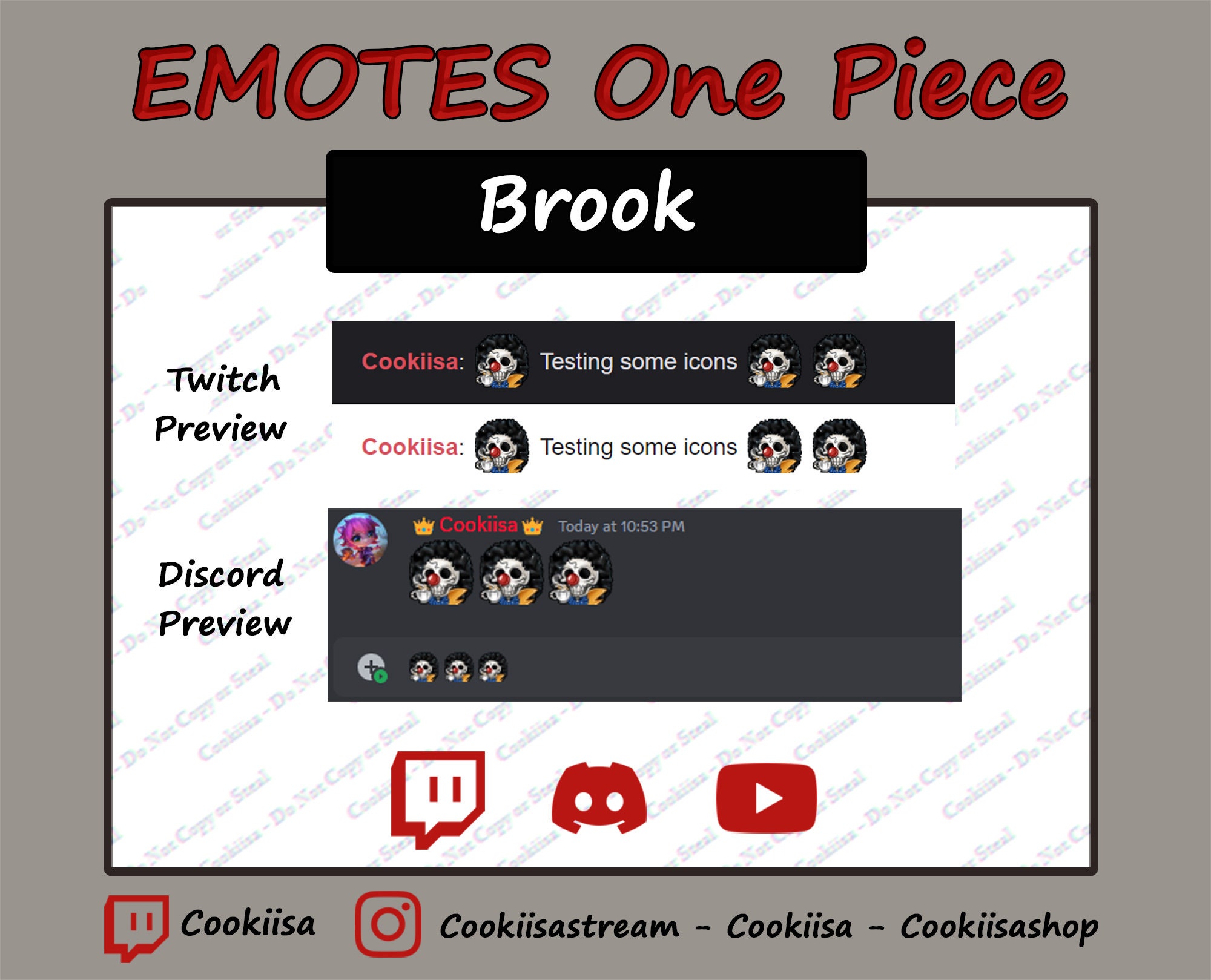 EMOTE OP MUGIWARA Twitch/discord Brook Sip - Etsy