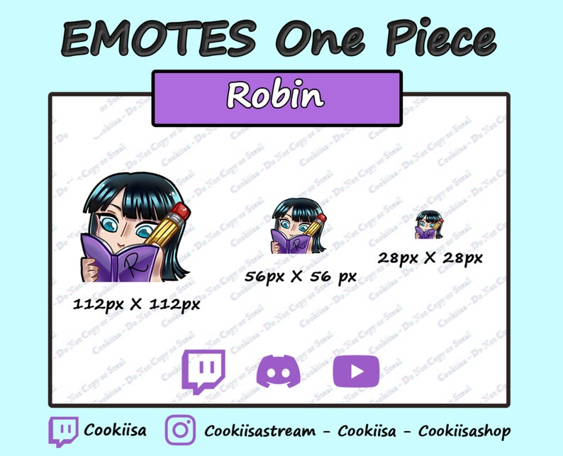 EMOTE One Piece MUGIWARA Twitch/discord Robin Notes - Etsy