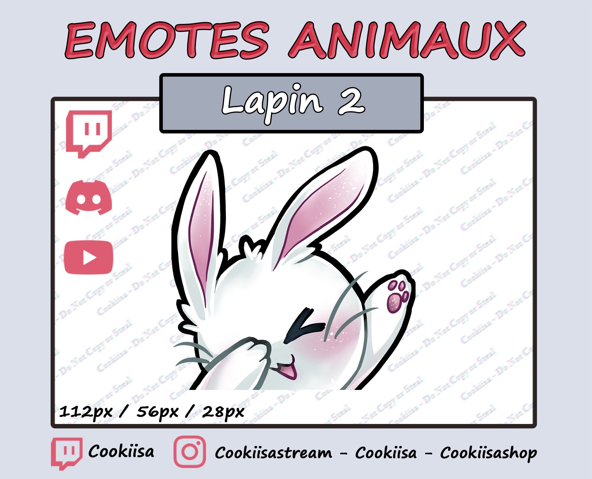 EMOTE Animals RABBIT 2 Twitch/discord DAB - Etsy