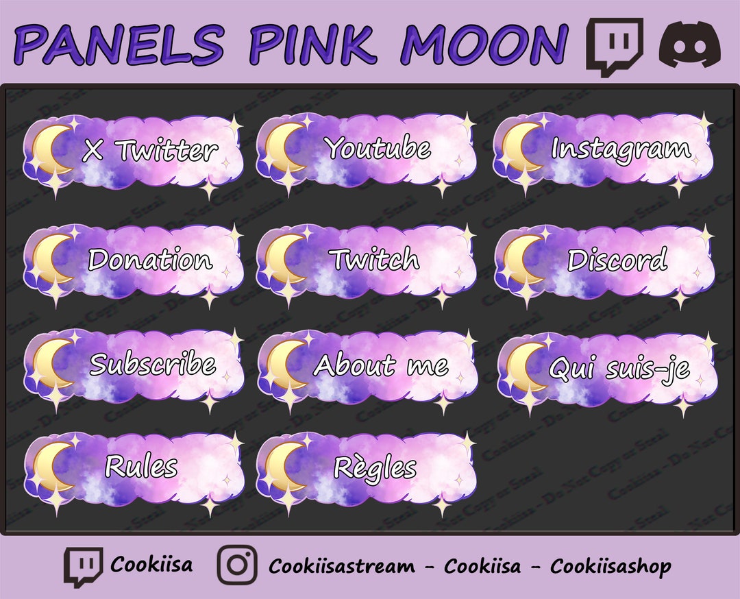 PANEL Twitch/discord - PINK MOON - Etsy