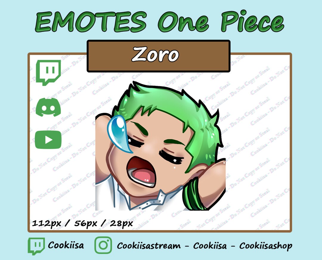 EMOTE OP MUGIWARA Twitch/discord Zoro Sleep - Etsy