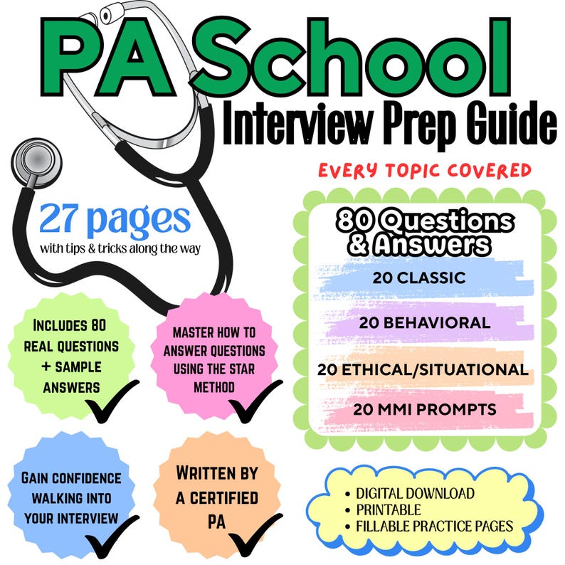 PA School Interview Prep PDF | Physician Assistant Study Guide | Star ...