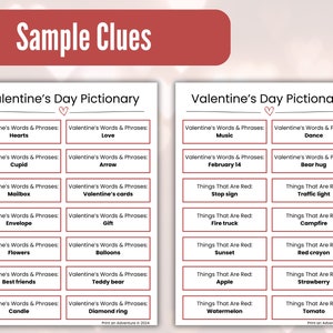 Printable Valentines Day Pictionary for Kids 58 Cards Valentines Day ...