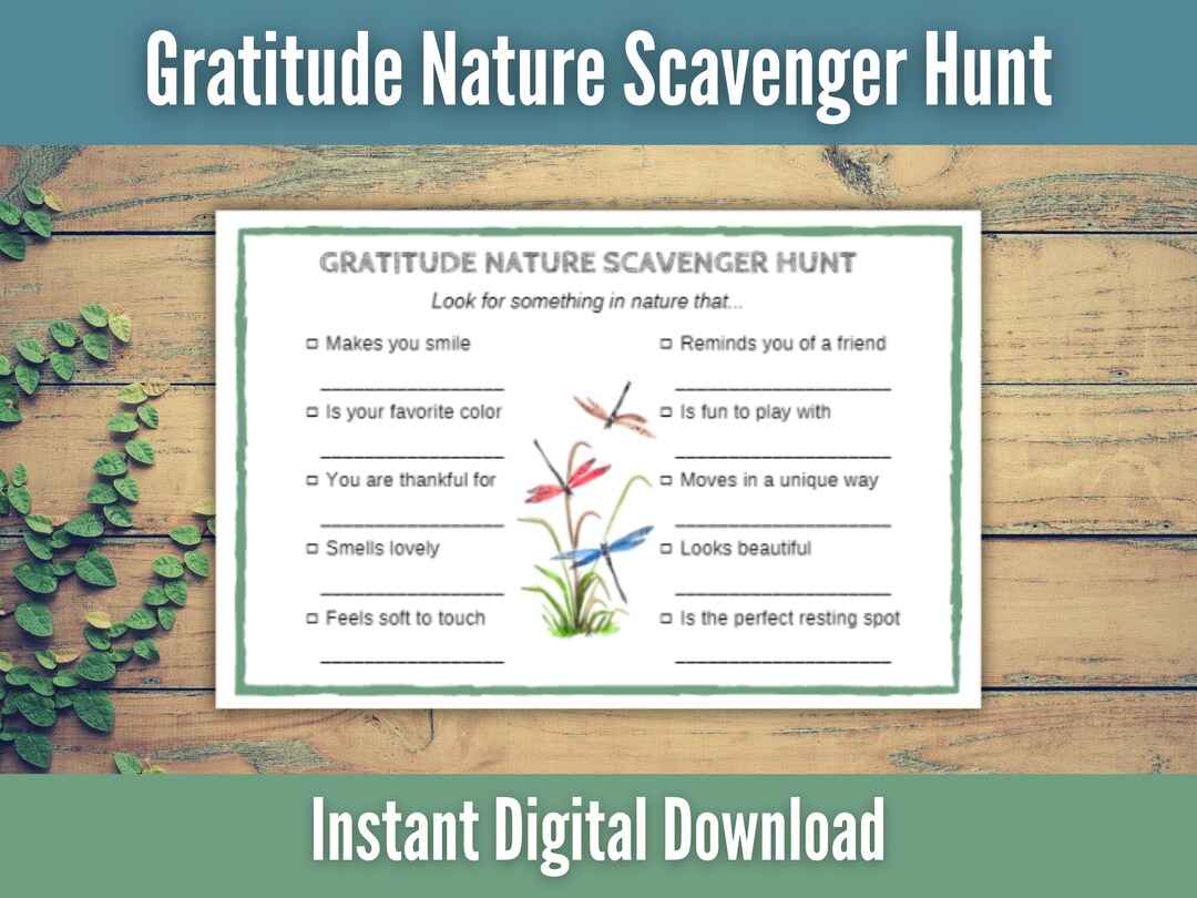 Printable Gratitude Nature Scavenger Hunt: Thanksgiving Activity ...