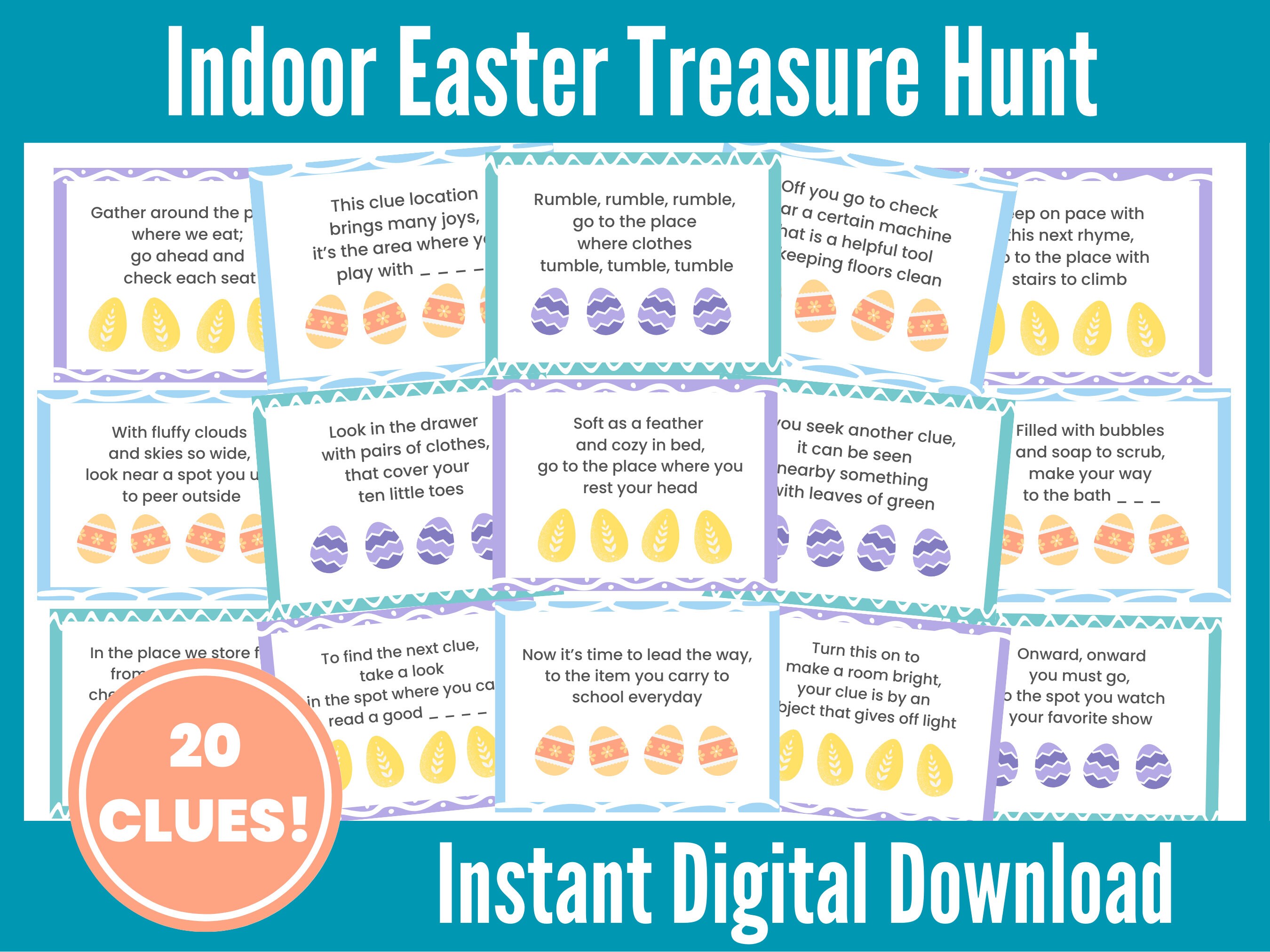 Printable Easter Treasure Hunt for Kids | Indoor Easter Scavenger Hunt ...