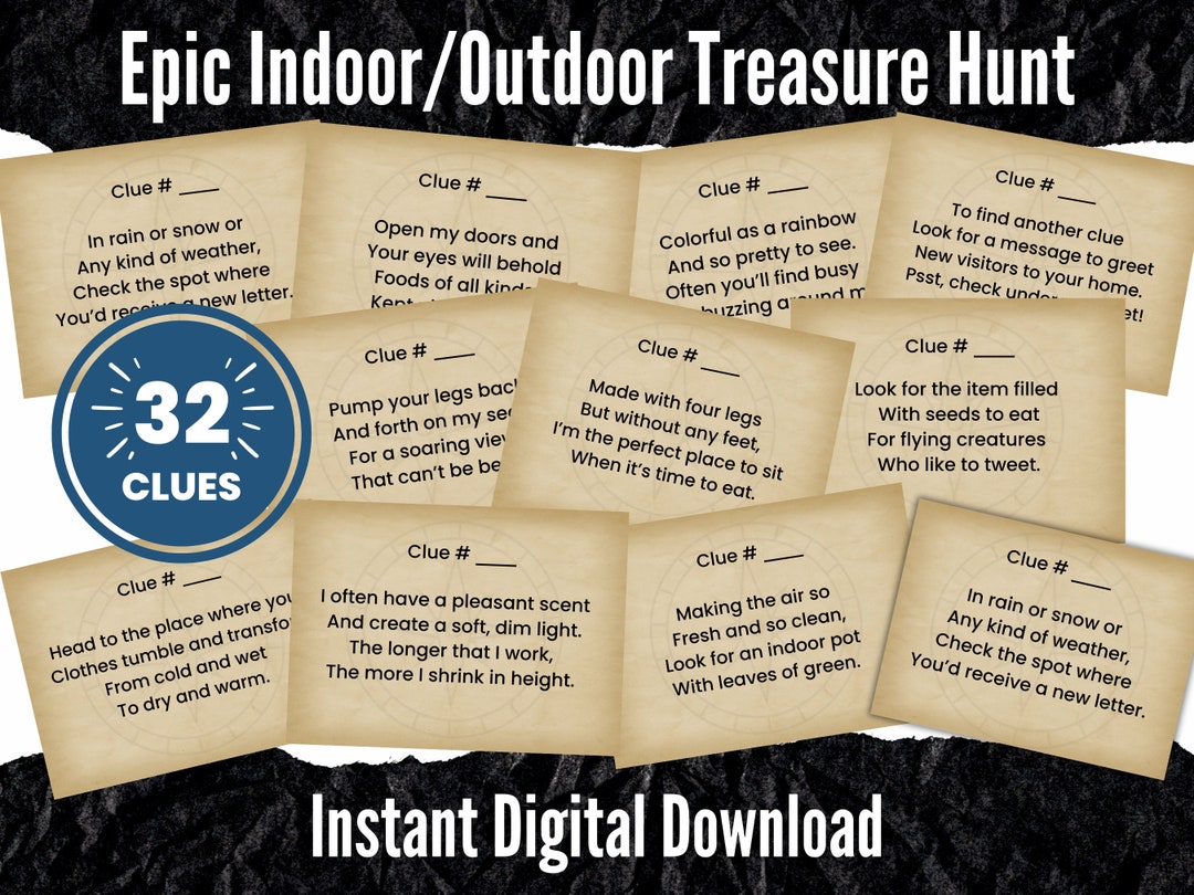 Printable Treasure Hunt for Kids: 32 Rhyming Clues (digital Download ...