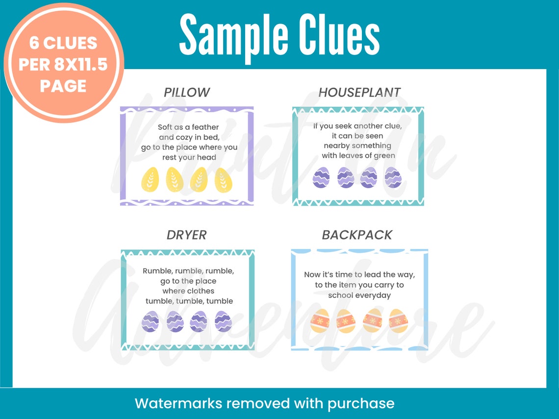 Printable Easter Treasure Hunt for Kids | Indoor Easter Scavenger Hunt ...