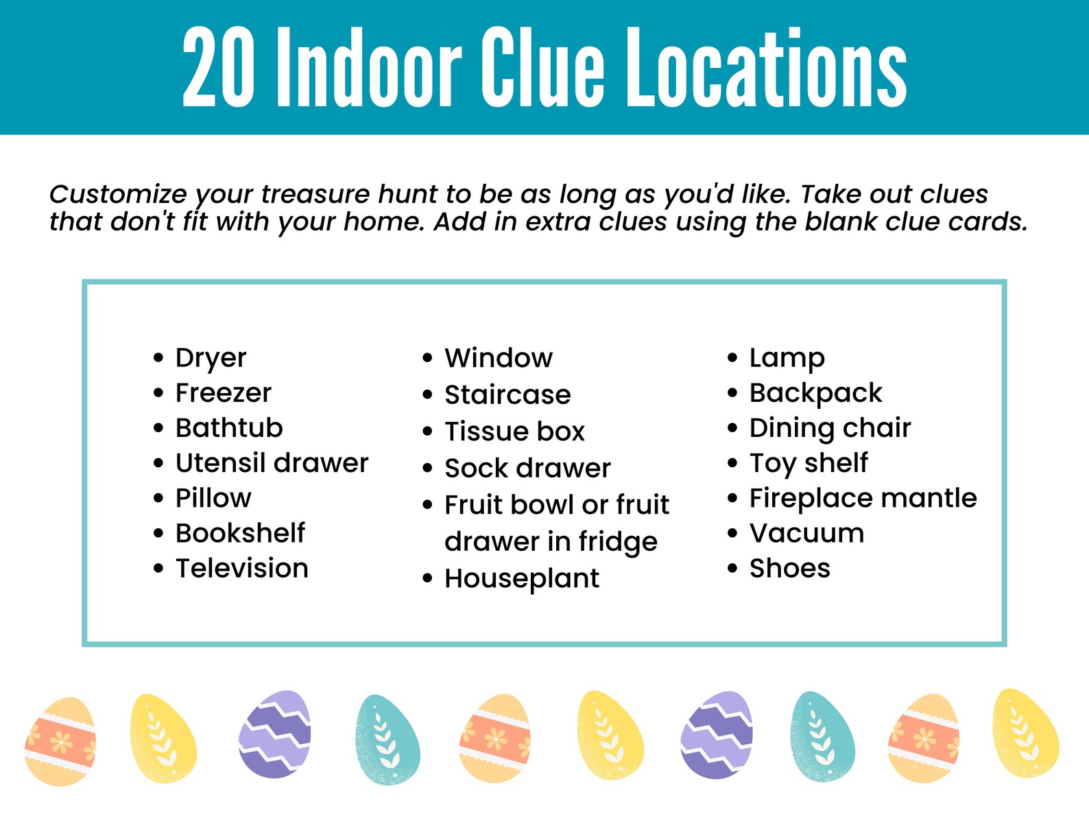 Printable Easter Treasure Hunt for Kids | Indoor Easter Scavenger Hunt ...