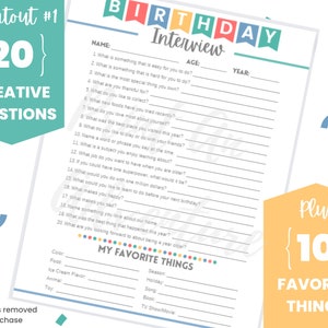 Kids Birthday Interview Printable 3-pack Bundle, Child Birthday ...