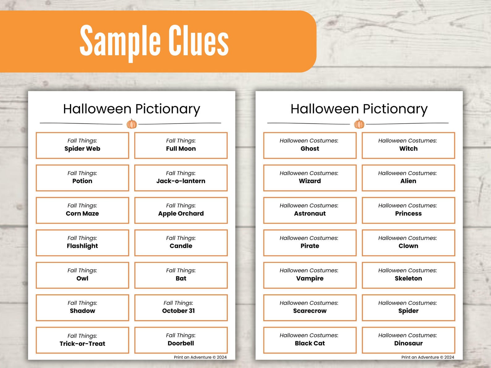 Printable Halloween Pictionary for Kids 70 Cards Halloween Printable ...