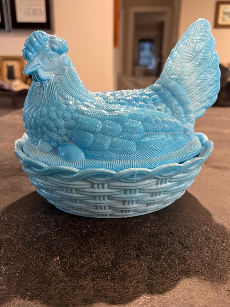 Westmoreland Blue Hen on a Nest - Etsy