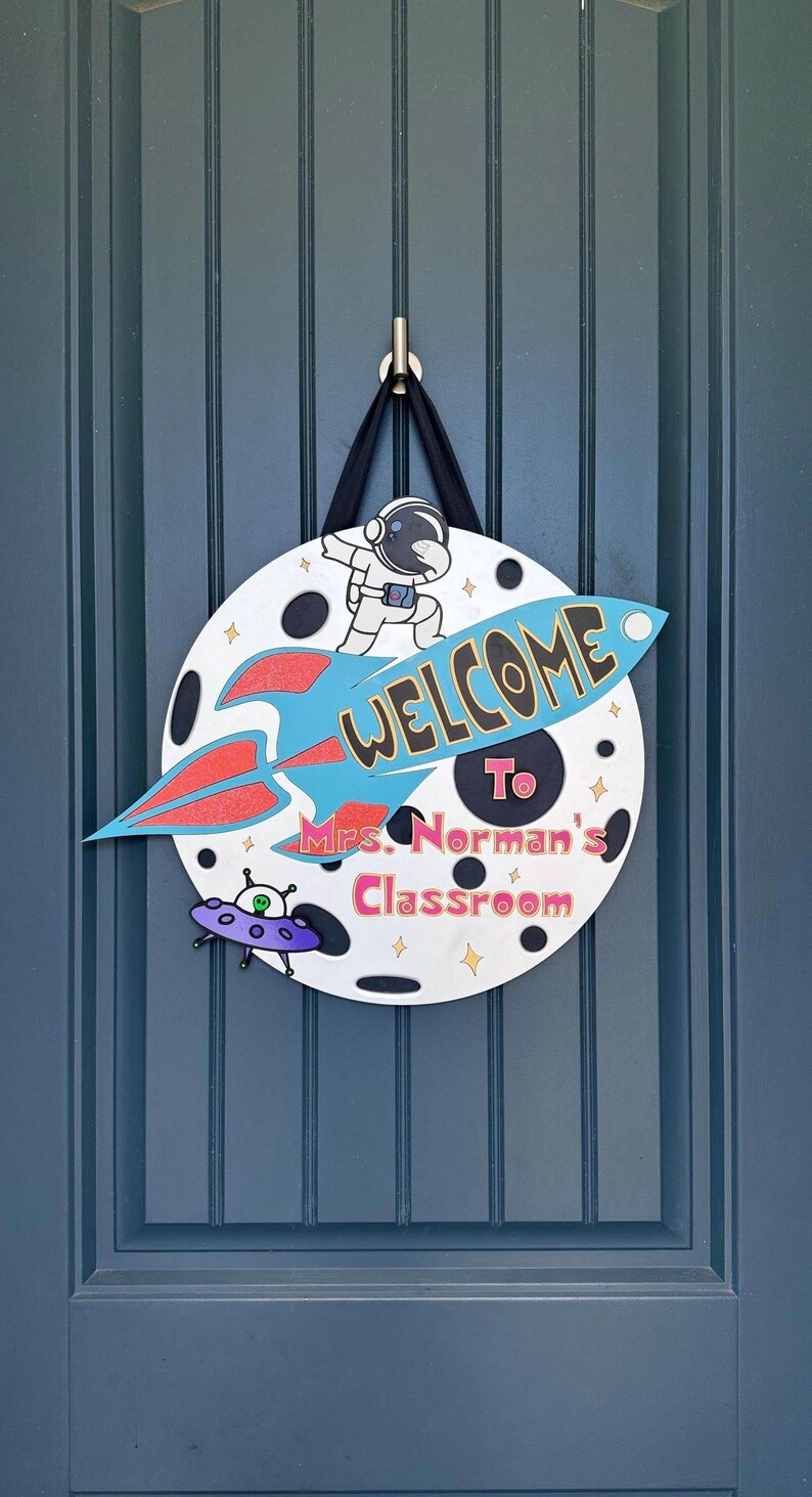 Blast off Space Themed Door Hanger - Etsy
