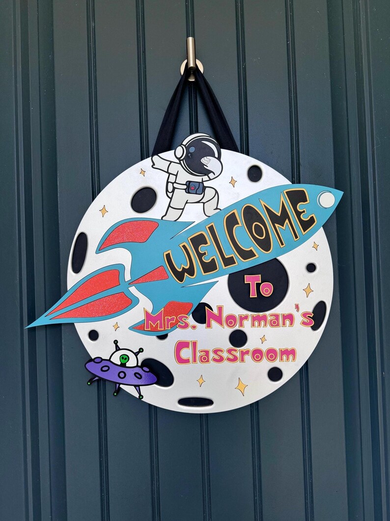 Blast off Space Themed Door Hanger - Etsy