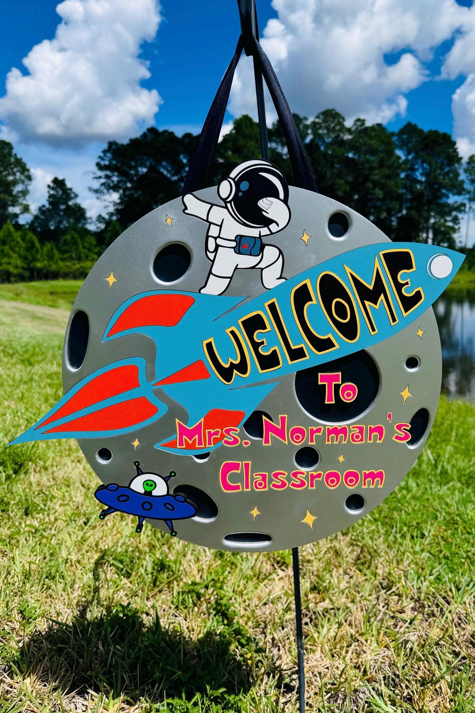 Blast off Space Themed Door Hanger - Etsy