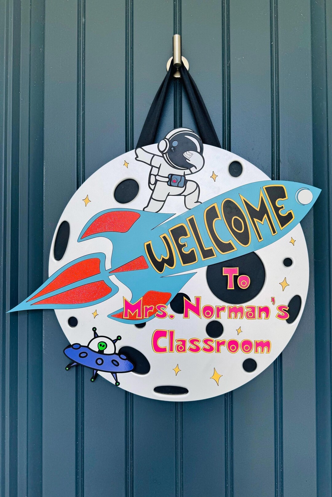 Blast off Space Themed Door Hanger - Etsy