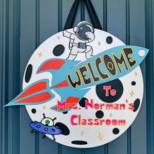 Blast off Space Themed Door Hanger - Etsy